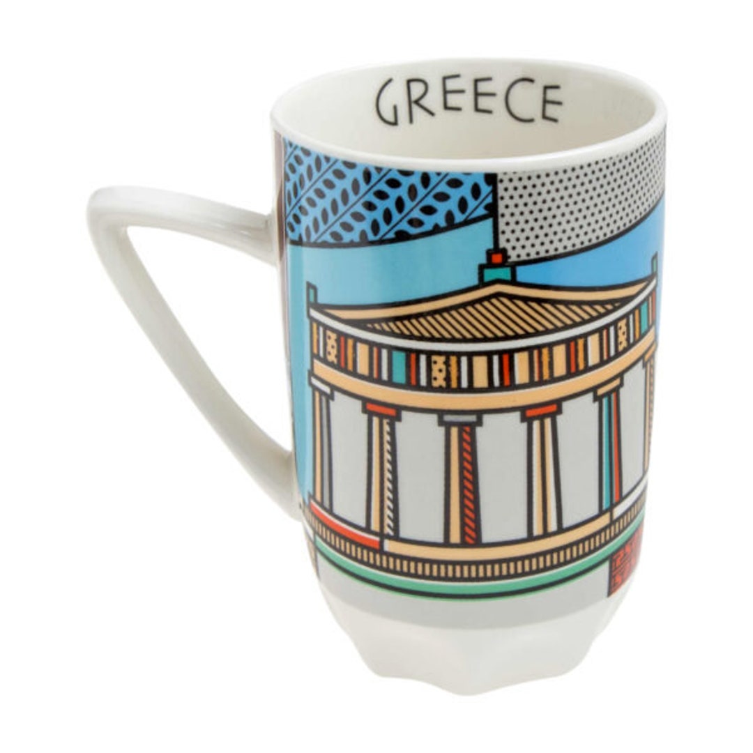 Greek Mug, Acropolis + Owl, Tea Cup, Coffee Mug, Pottery - Etsy