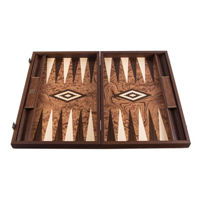 Backgammon, Walnut Burl, Greek Tavli With Side Racks, Deluxe Collection ...