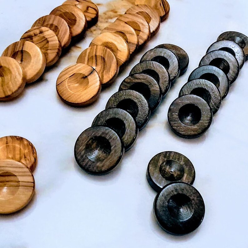 Olive Wood Backgammon Checkers Handmade Checkers for Tavli 30 | Etsy