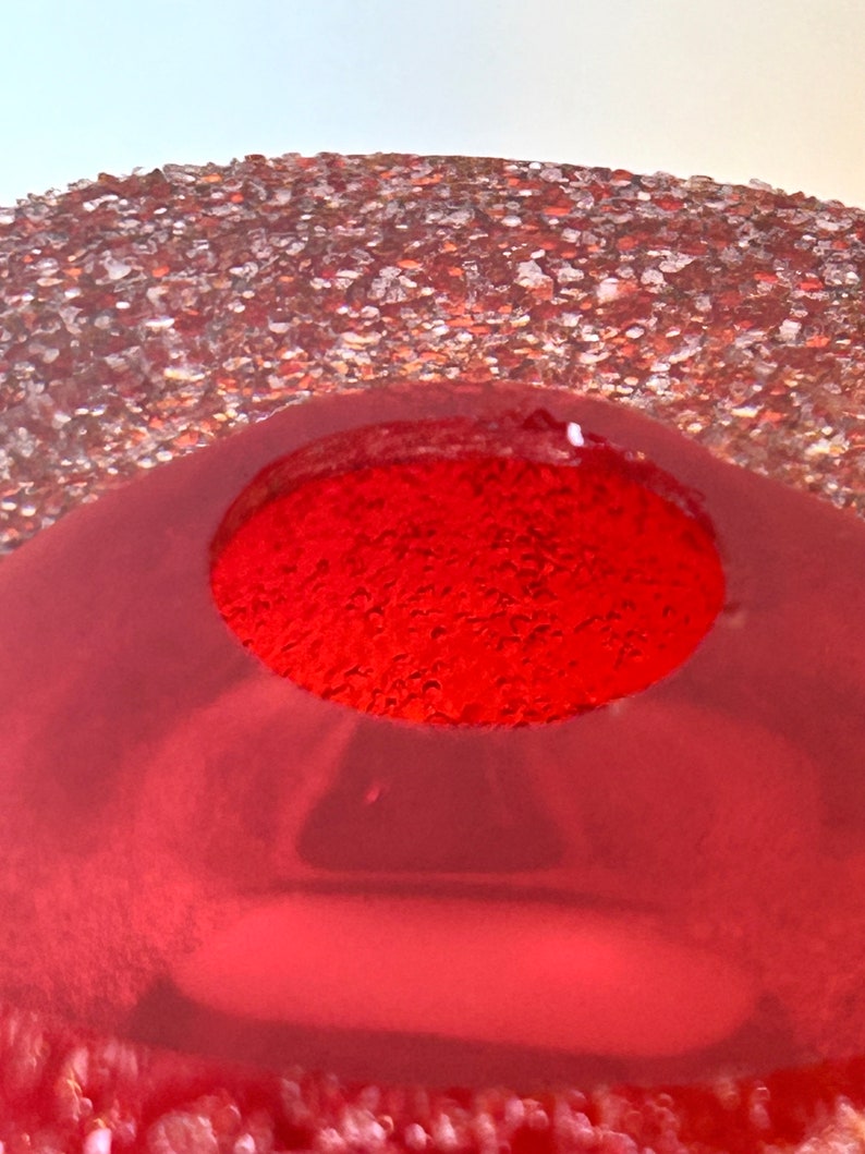 Ruby Red and Clear Glass Sommerso Style Vintage Red Vase With Sugared ...