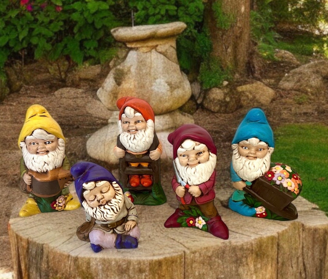Vintage Set Ceramic Hand-painted Garden Gnomes. - Etsy