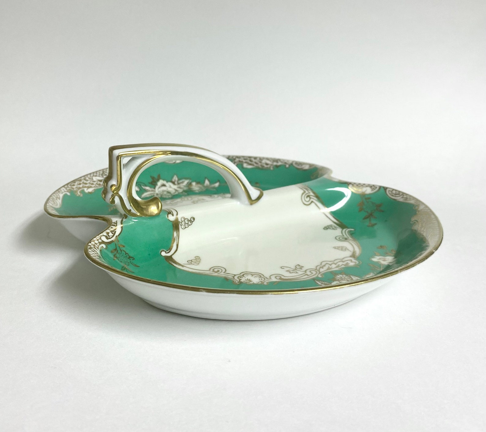 Vintage Noritake Ornate Trinket Dish With Handle. Kelly Green - Etsy