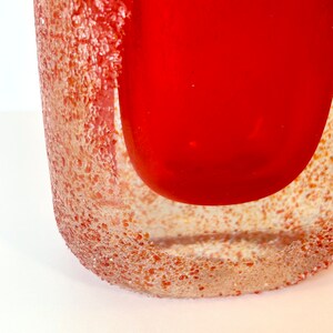Ruby Red and Clear Glass Sommerso Style Vintage Red Vase With Sugared ...