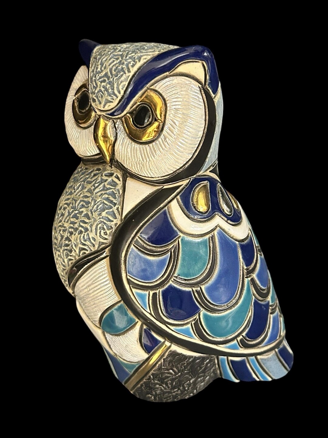 De Rosa Artesania Rinconada Large Blue Owl Bird Figurine, Collectible ...