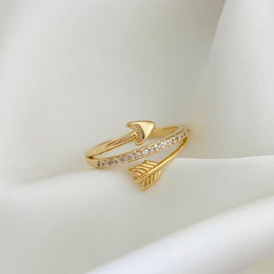 Arrow Ring, Chevron Arrow Ring, Gold Plated Sideways Arrow Ring, Paved ...