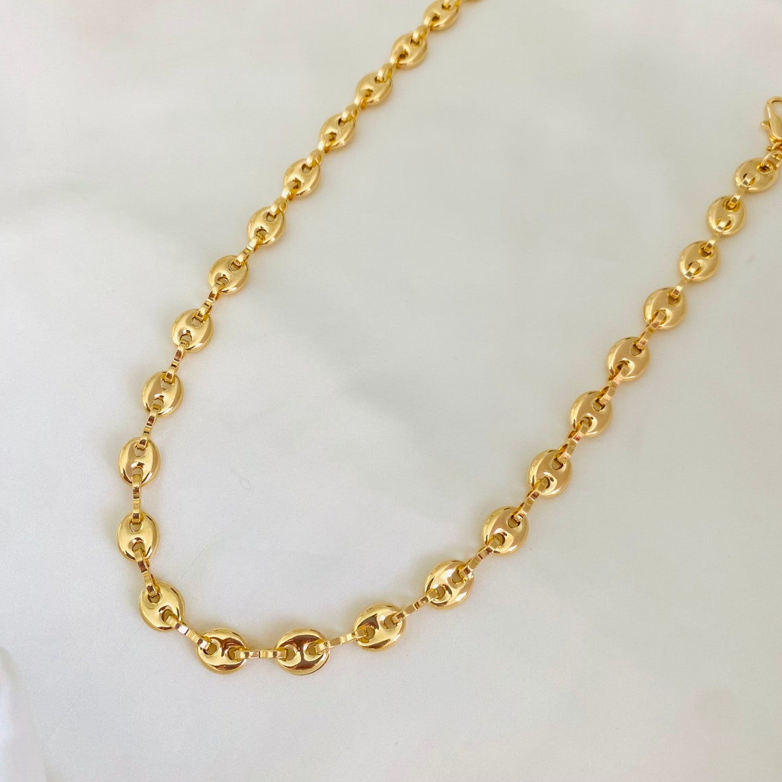 Puffed Mariner Chain, Men's Gold Filled Necklace, Puffed Mariner Anchor ...