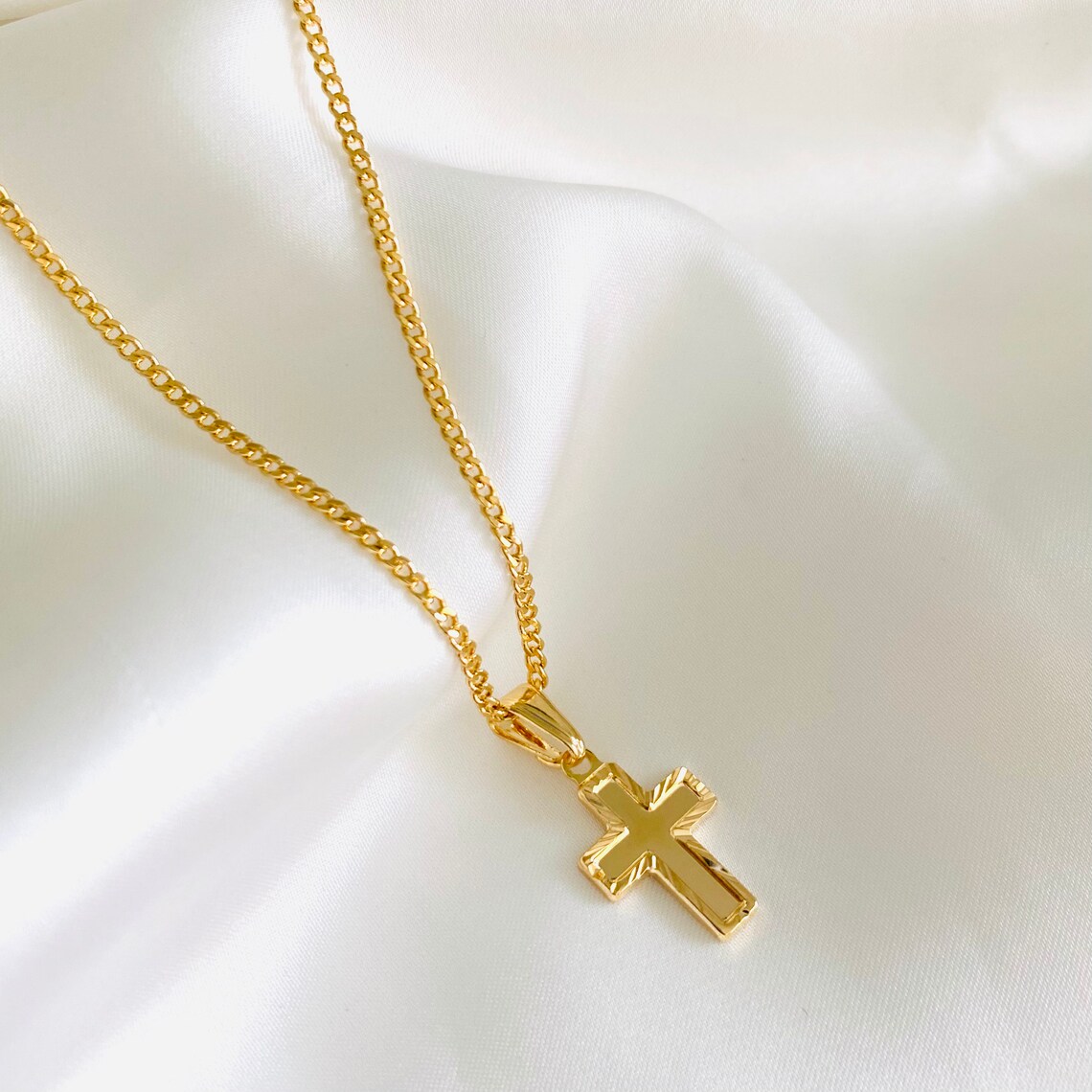 Chunky Cross Necklace, Small Dainty Cross Necklace, 18k Gold Filled ...
