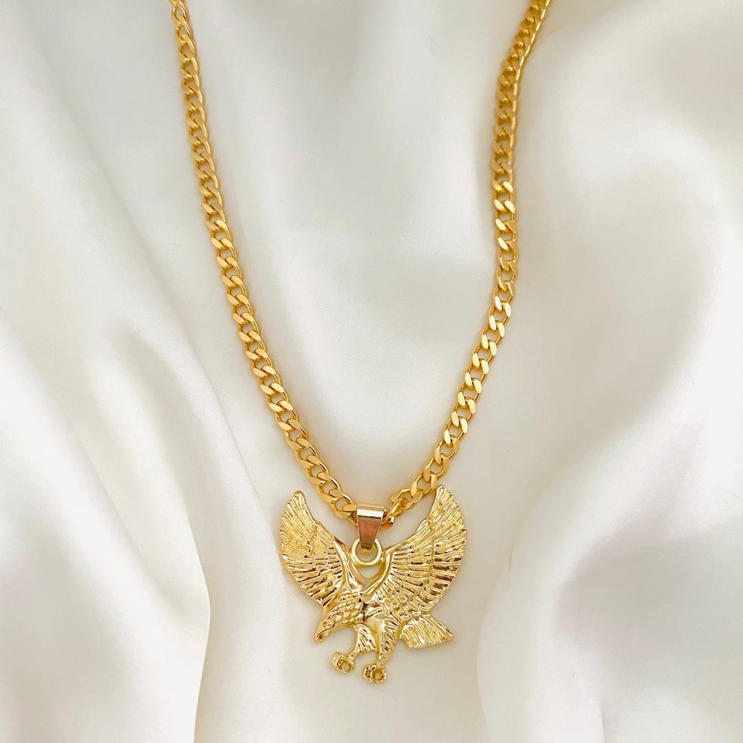 Gold Eagle Chain, Men's Cuban Chain, 18k Gold Filled Link Chain With ...