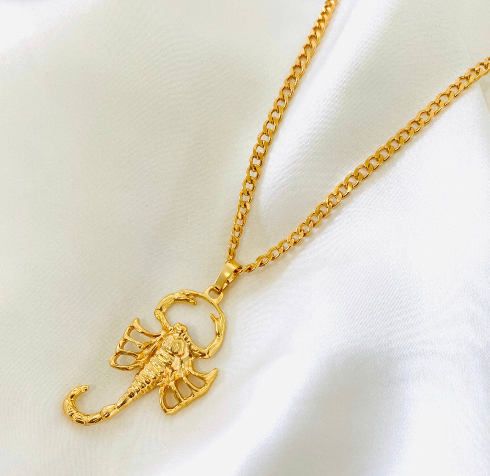 Gold Scorpio Necklace, Men's Scorpion Chain, Gold Filled Scorpion ...