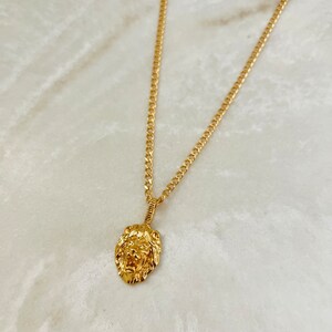 Gold Lion Necklace, Lion Head Chain, Gold Filled Lion Chain Necklace ...