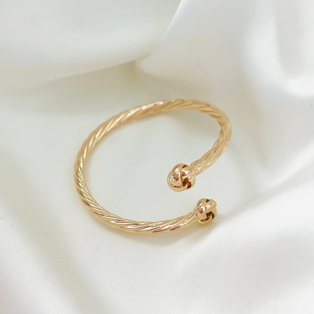 Twisted Gold Bangle, Rope Cuff Bangle, Chunky Bangle Bracelet, Gold Plated Bangle, Classic Gold ...