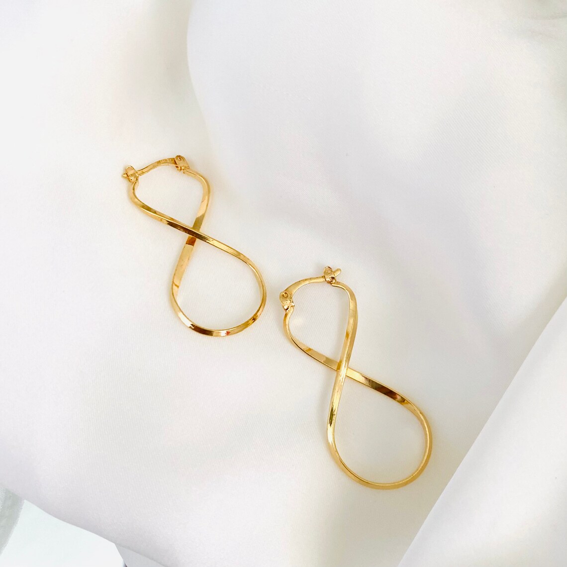 18k Gold Filled Infinity Hoop Earrings, Infinity Knot Hoops, Love ...