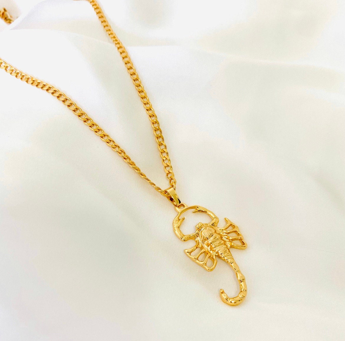 Gold Scorpio Necklace, Men's Scorpion Chain, Gold Filled Scorpion ...