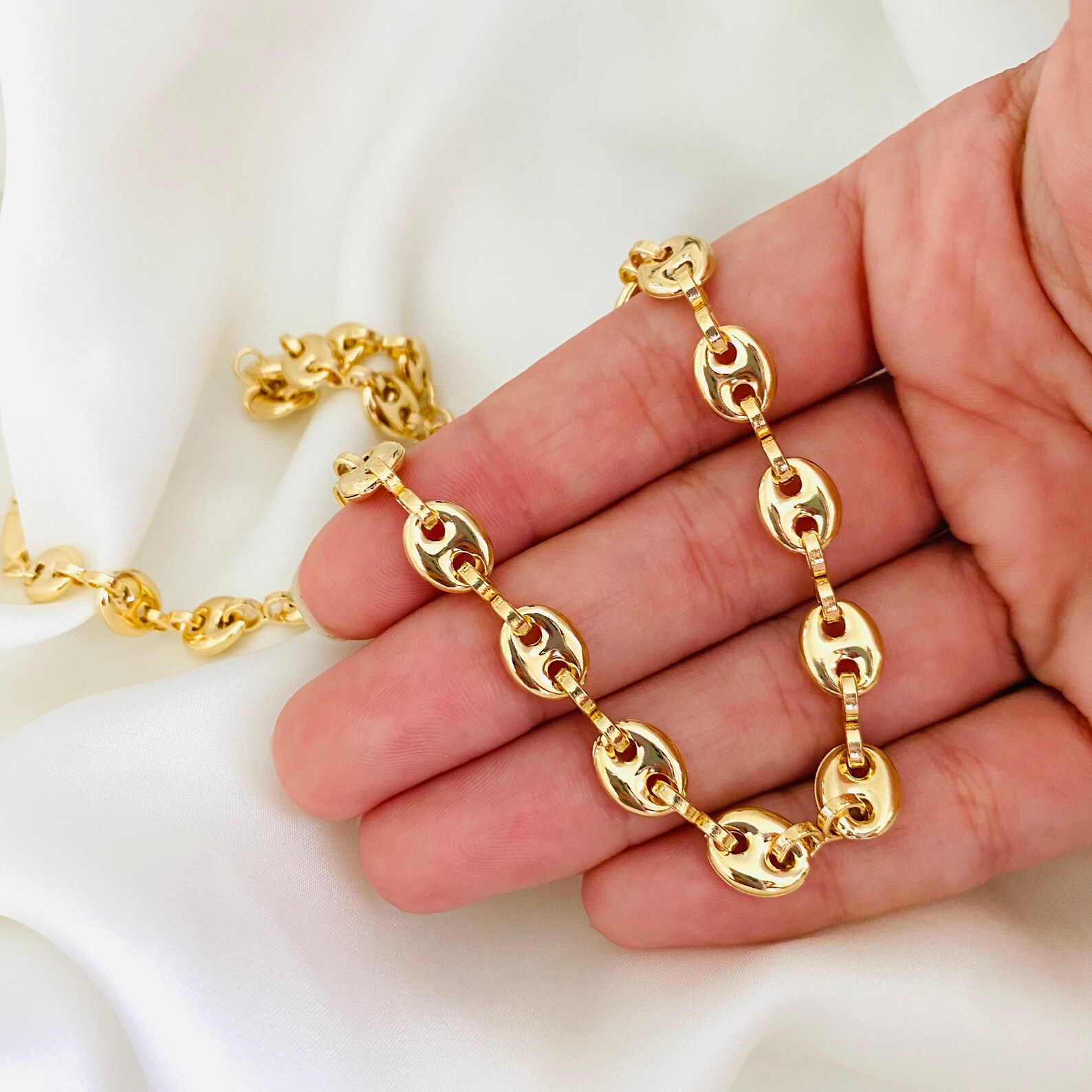 Puffed Mariner Chain, Men's Gold Filled Necklace, Puffed Mariner Anchor ...