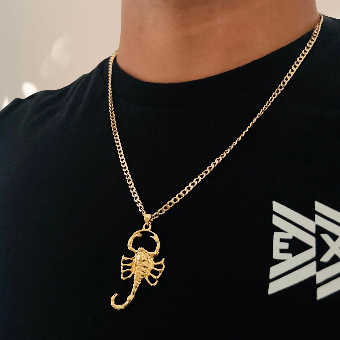 Gold Scorpio Necklace, Men's Scorpion Chain, Gold Filled Scorpion ...