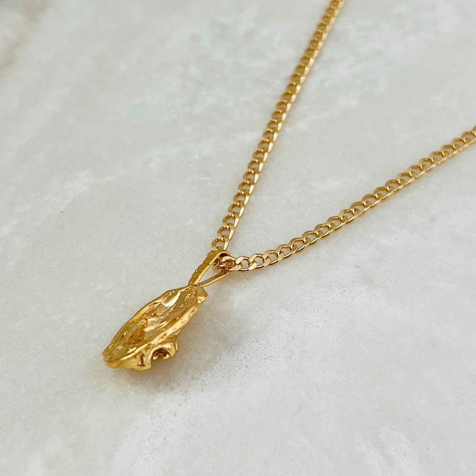 Gold Lion Necklace, Lion Head Chain, Gold Filled Lion Chain Necklace ...