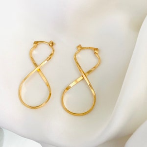 18k Gold Filled Infinity Hoop Earrings, Infinity Knot Hoops, Love ...