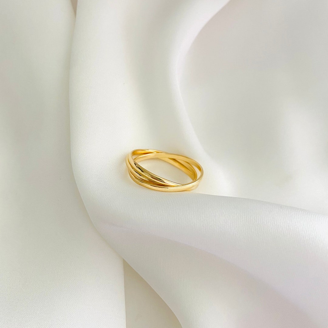 Gold Interlocking Ring, Three Band Ring, Trinity Ring, 18k Gold Filled ...