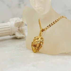 Gold Lion Necklace, Lion Head Chain, Gold Filled Lion Chain Necklace ...