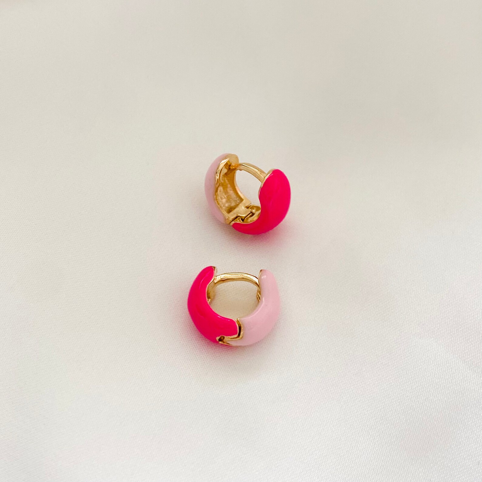 Colorful Enamel Huggies Neon Enamel Huggie Hoops Multicolor - Etsy