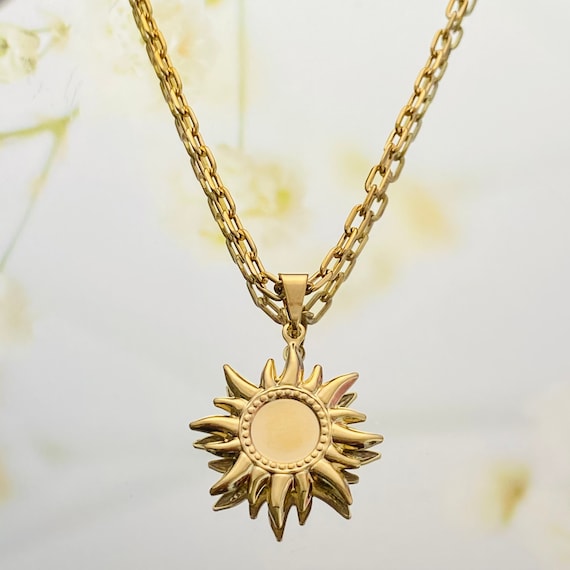 Sun Necklace 18k Gold Filled Sun Necklace Gold Sun Charm - Etsy