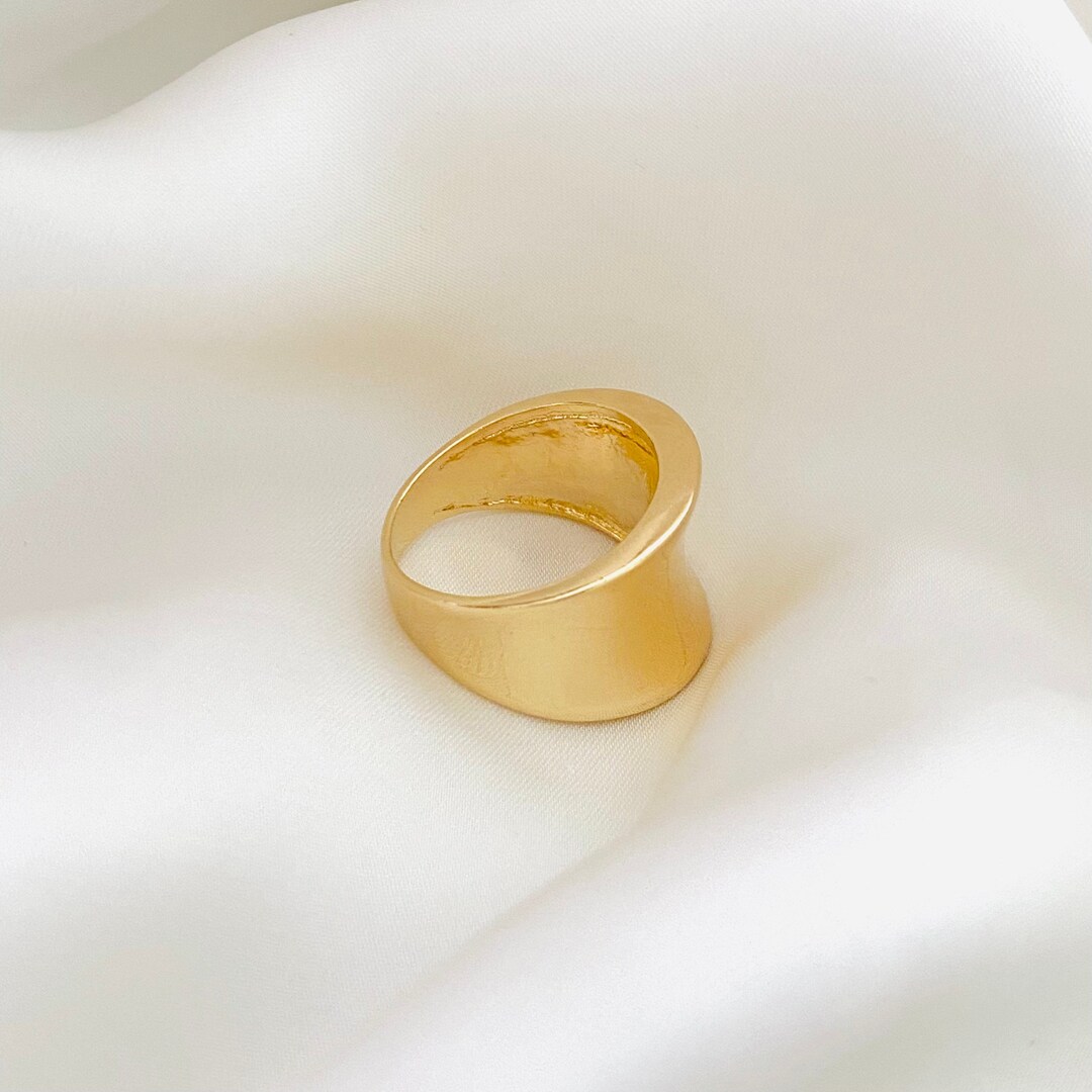 Thick Band Ring, Concave Ring, 18k Gold Filled Wide Band Ring, Chunky ...