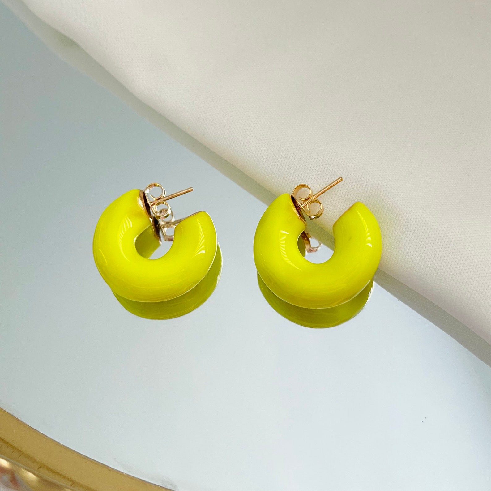 Enamel Hoops Small Bubble Hoops Chunky Colorful Hoops Thick - Etsy