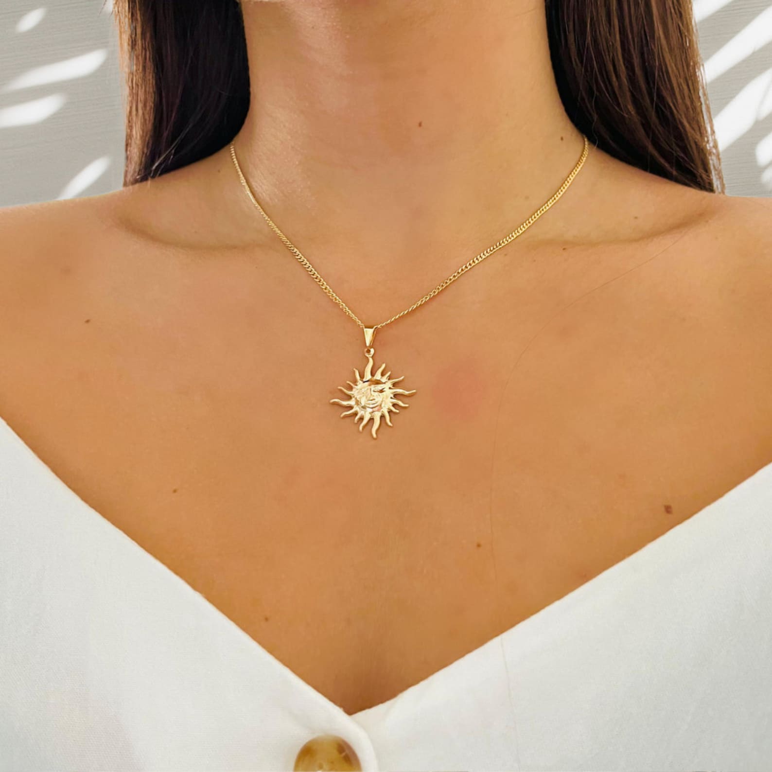 Sun Face Necklace, 18k Gold Filled Sun Necklace, Gold Sun Charm ...