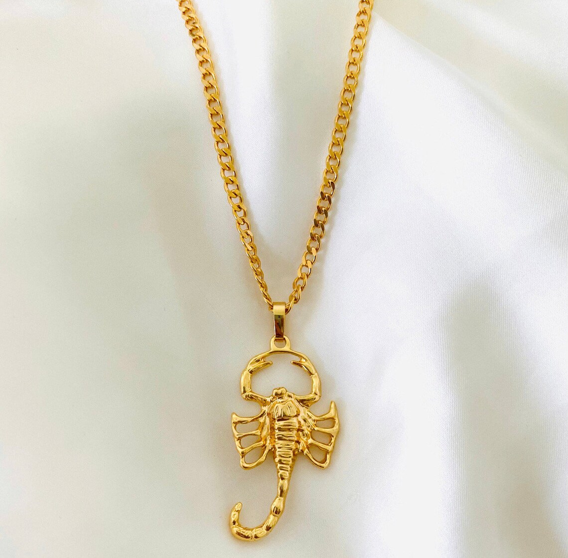 Gold Scorpio Necklace, Men's Scorpion Chain, Gold Filled Scorpion ...