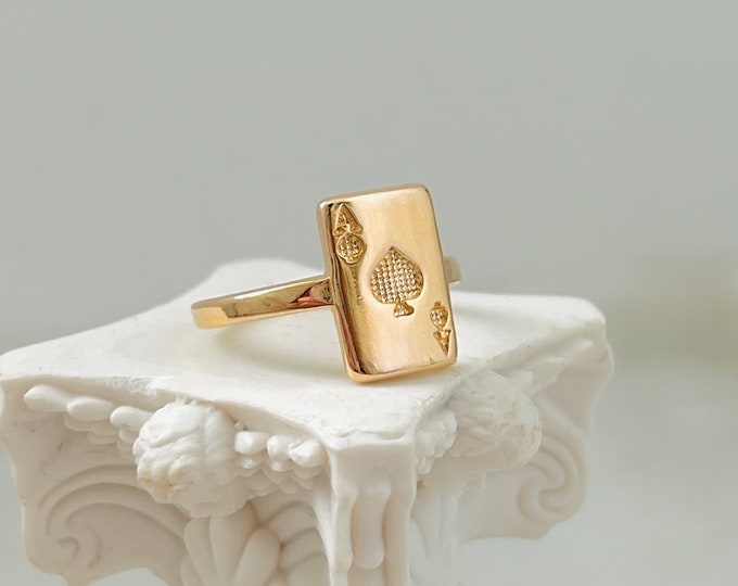 Gold Ace Ring, Ace Card Ring, Ace of Spades Ring, Gold Filled Ring ...