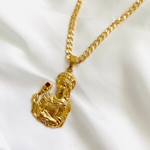 Santa Barbara Chain Necklace, 18k Gold Filled Saint Barbara Necklace ...