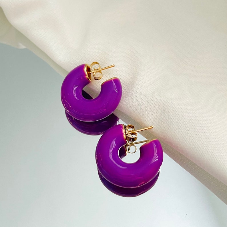 Enamel Hoops Small Bubble Hoops Chunky Colorful Hoops Thick - Etsy