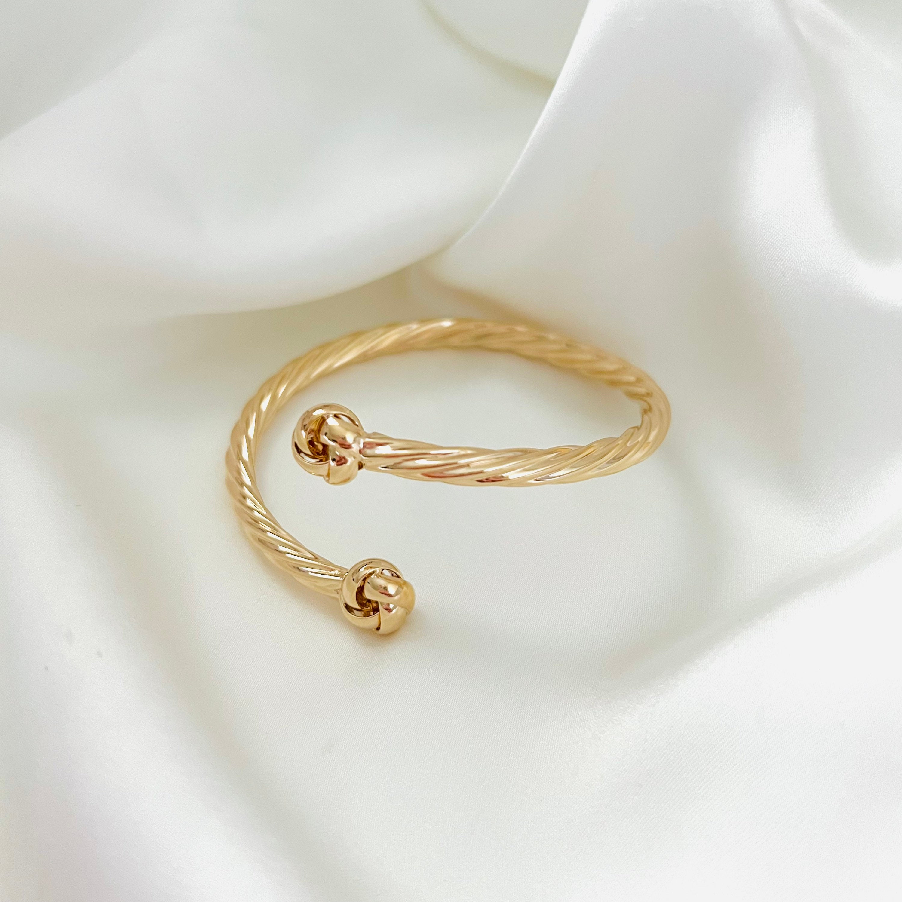 Twisted Gold Bangle, Rope Cuff Bangle, Chunky Bangle Bracelet, Gold ...