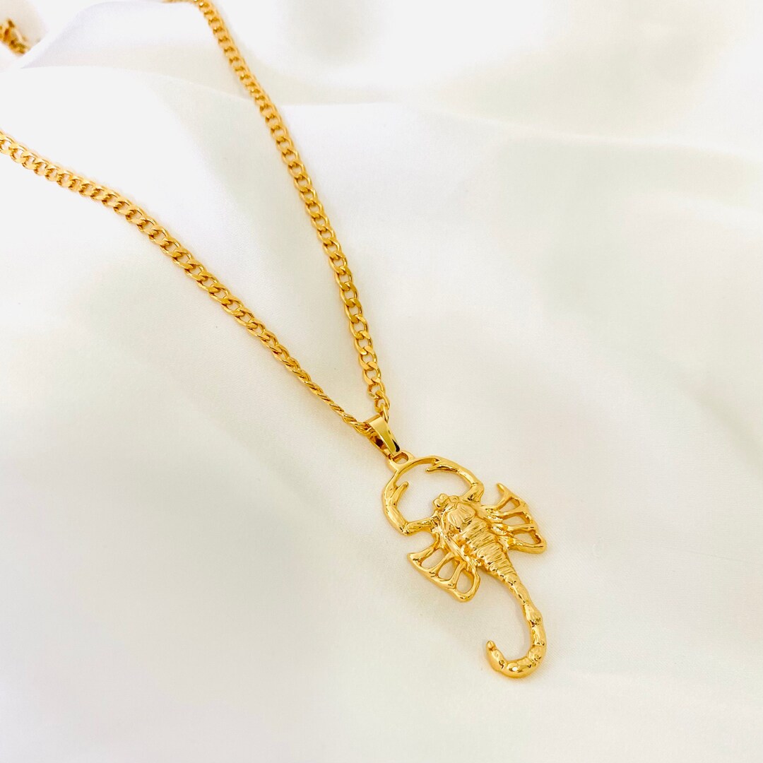 Gold Scorpion Necklace, 18k Gold Filled Scorpion Chain Necklace ...