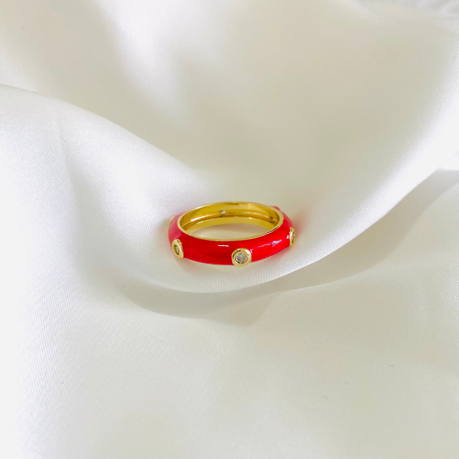 Colorful Enamel Ring, Multi- Color Enamel Band, Multi-color Stacking ...