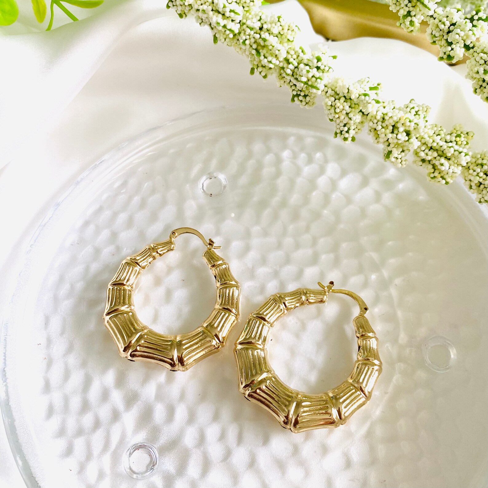 Gold Bamboo Hoop Earrings 18k Gold Filled Bamboo Hoops | Etsy