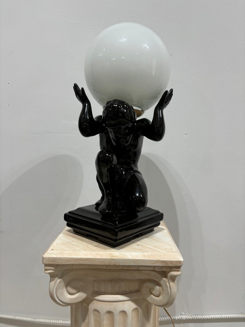 Black Porcelaine Art Deco Male Man Lamp Vintage - Etsy