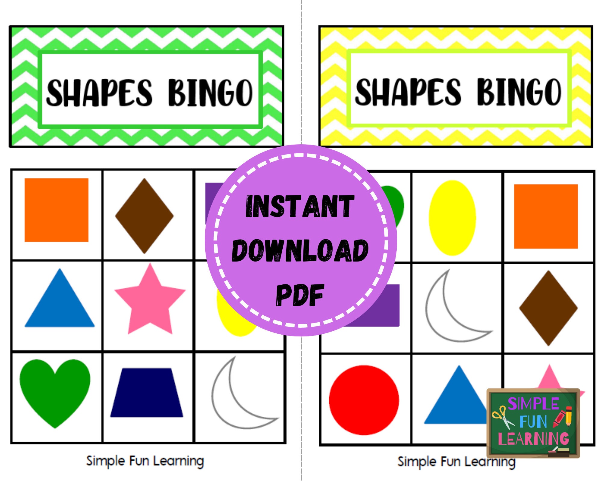 Shapes and Color Bingo Beginner Version for Preschoolers and | Etsy Shapes and Color Bingo Beginner Version for Preschoolers and | Etsy