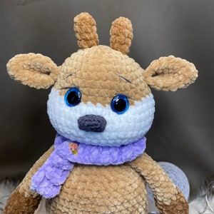 Handmade Crochet Plush Reindeer With Removable Scarf, Plushie - Etsy