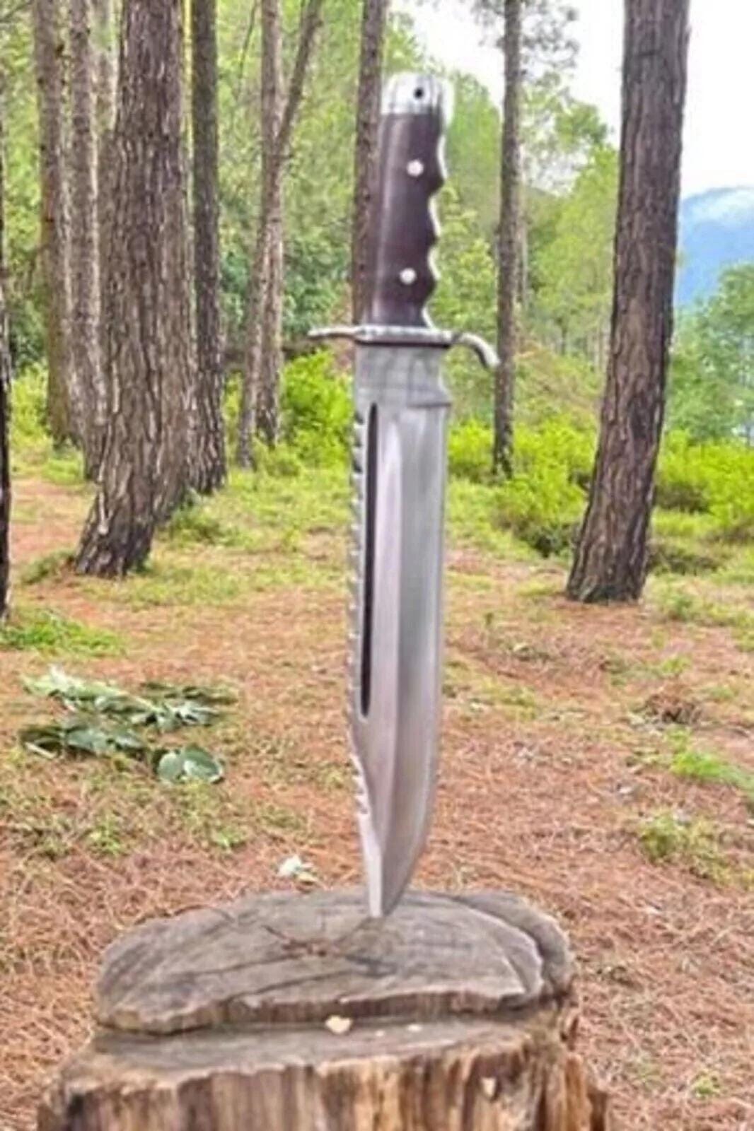 17"custom Handmade Rescue Pommel Rambo Style Hand Forged Knife With ...
