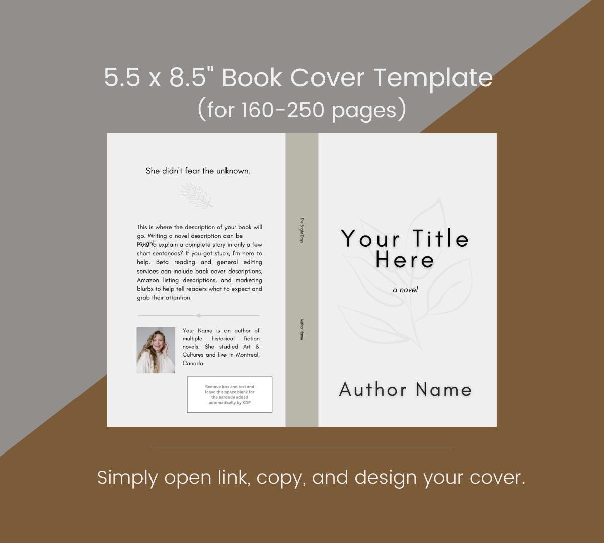 5.5 X 8.5" Book Cover Design Template - Paperback (for 160-250 Pages ...