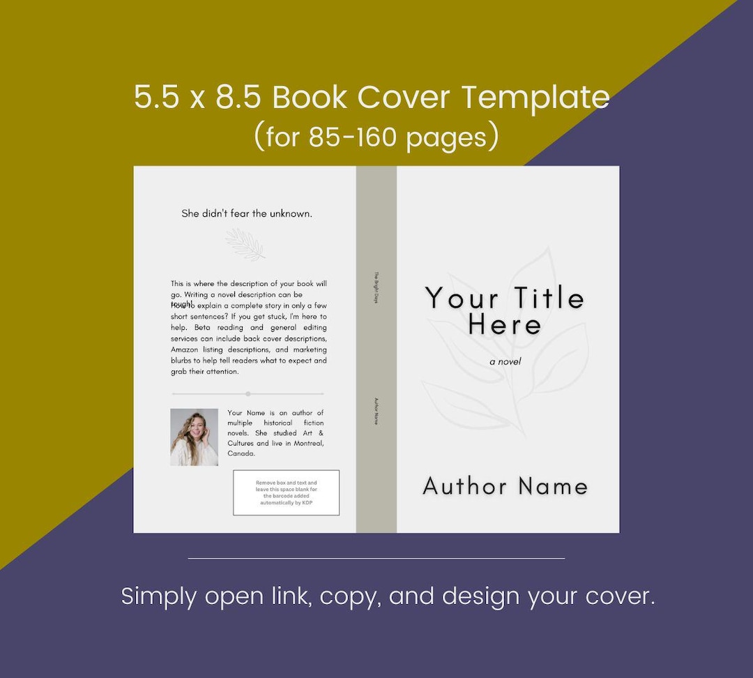 5.5 X 8.5" Book Cover Design Template - Paperback (for 85-160 Pages) - Etsy