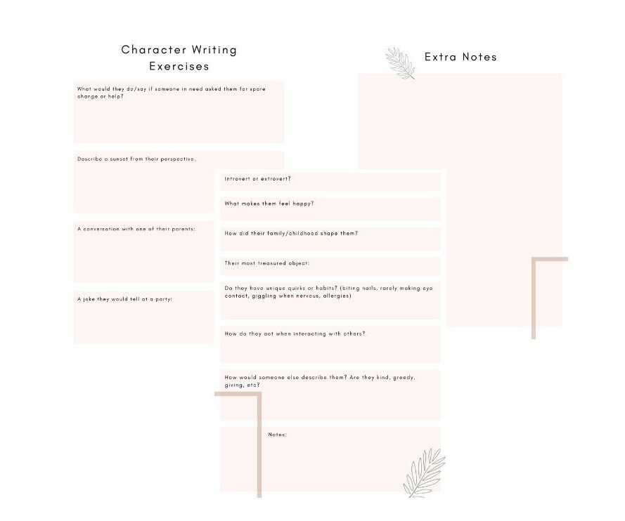 4 Page Character Sketch Template for Writers Natural Beige - Etsy