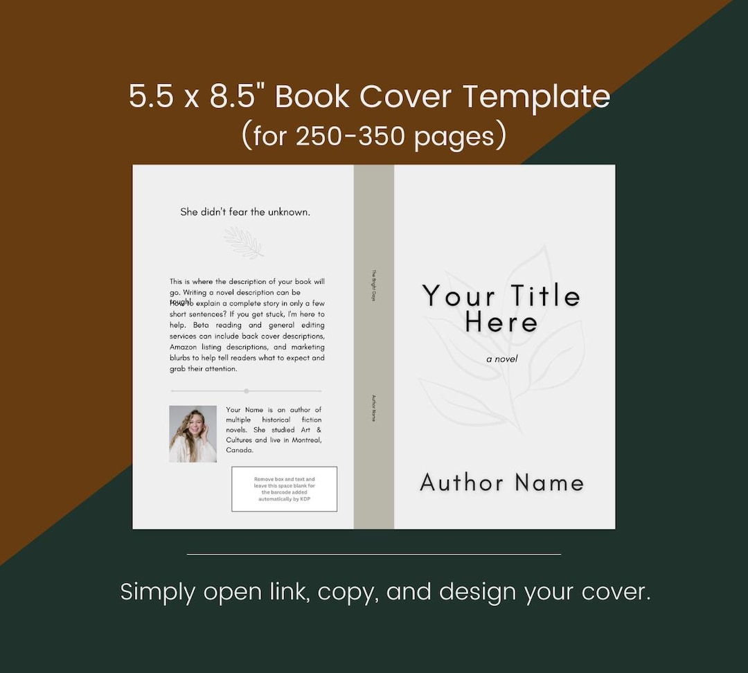 5.5 X 8.5" Book Cover Design Template - Paperback (for 250-350 Pages ...