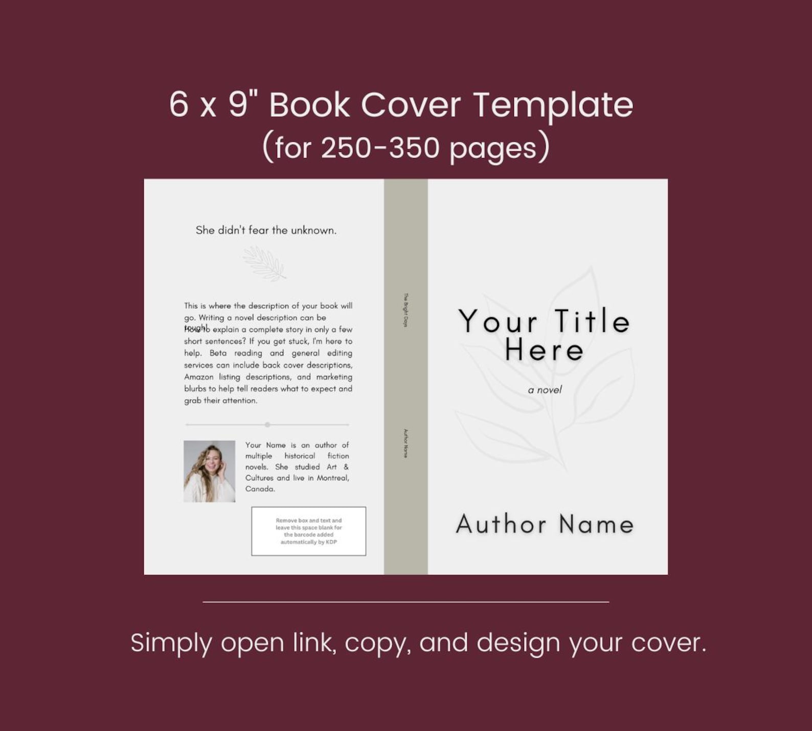 6 X 9" Book Cover Design Template - Paperback - 250-300 Pages - Etsy