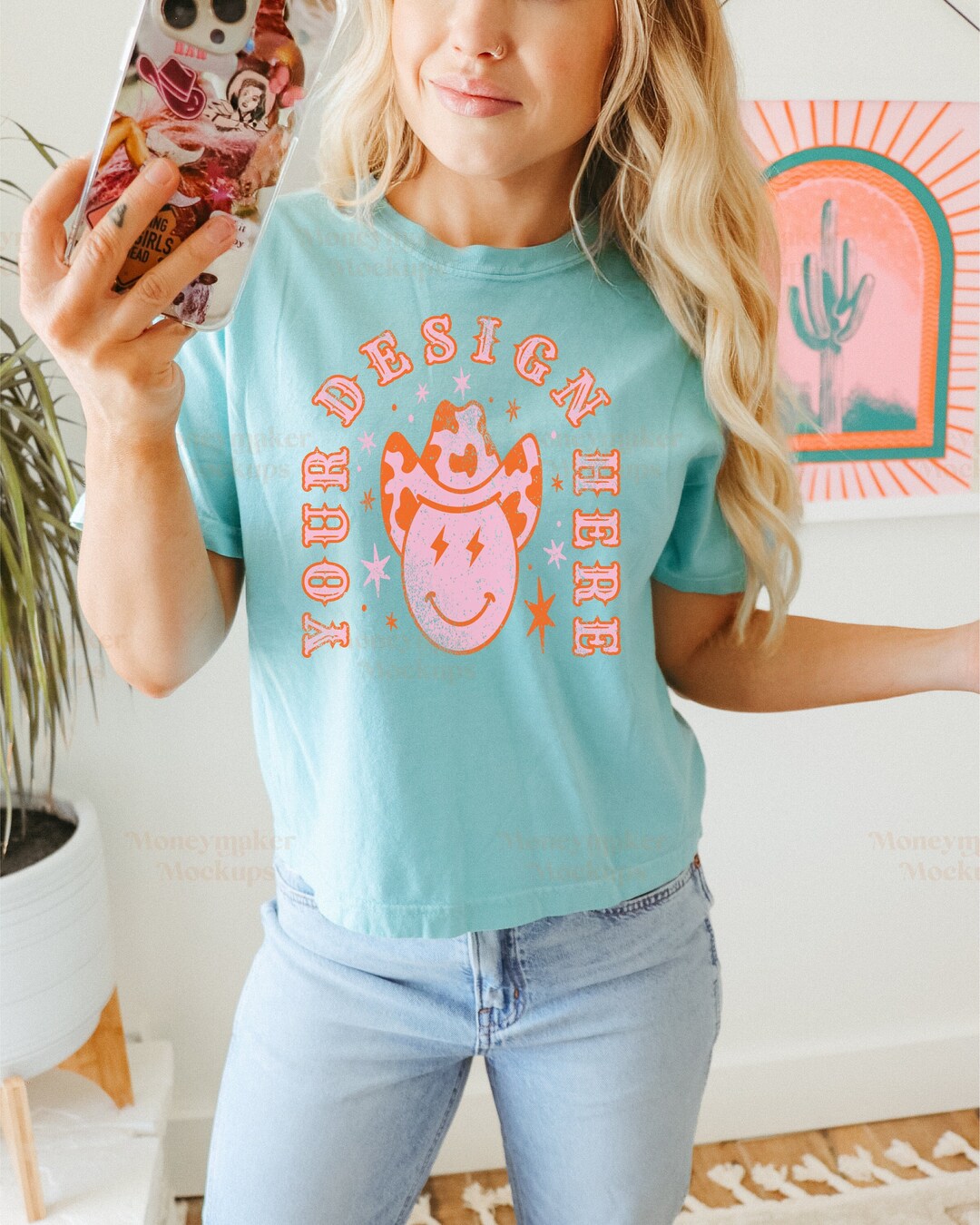 Western Mockup | Cowgirl Mock-up | Comfort Colors 3023 Chalky Mint ...