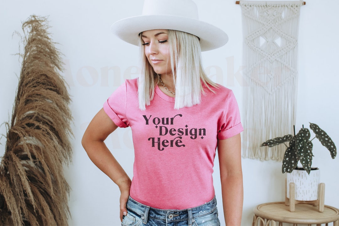 Bella Canvas 3001 Mockup Bella Canvas Heather Raspberry Shirt Raspberry ...