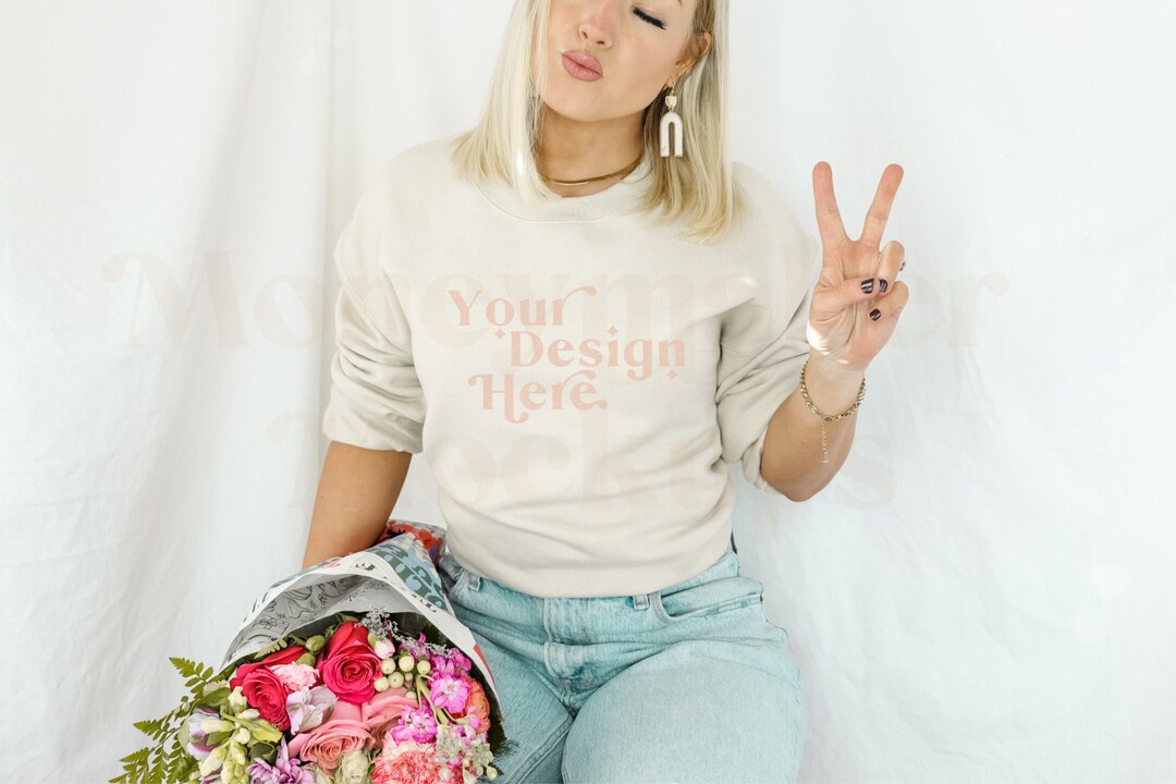 Spring Mockup | Gildan 18000 Sand Mock up | Valentines Shirt Mockup ...