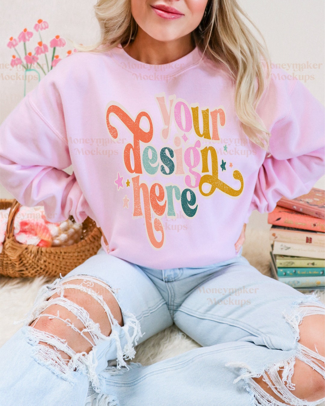 Light Pink Gildan 18000 Mockup | Gildan 18000 Light Pink Mockup ...