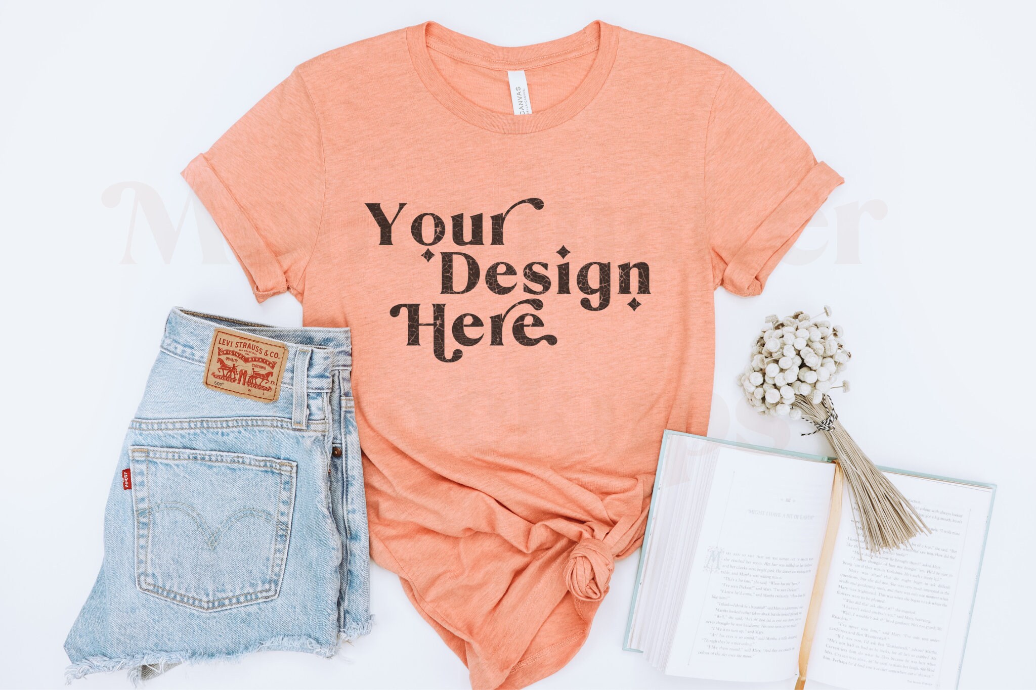 Bella Canvas 3001 Mockup Bella Canvas Heather Prism Sunset | Etsy